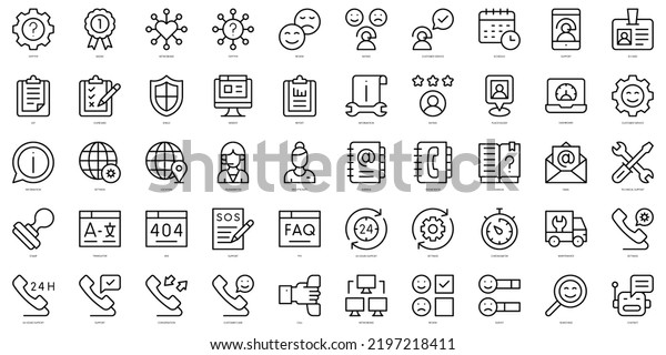 Set Simple Outline Customer Service Icons Stock Vector (Royalty Free ...
