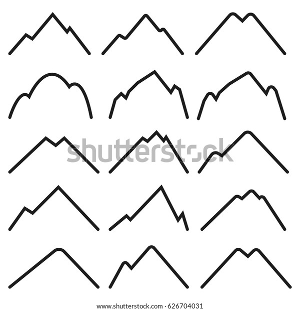 Set Simple Outline Mountain Logo Symbol Stock Vector (Royalty Free ...