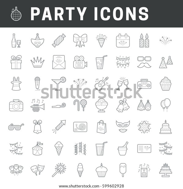 Set Simple Outline Party Icons Expand Stock Vector (Royalty Free) 599602928