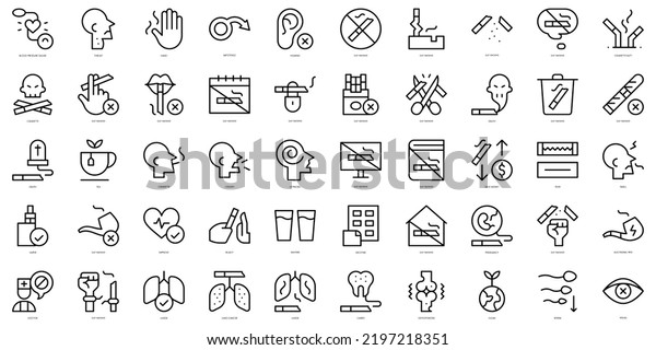 Set Simple Outline Quit Smoking Icons Stock Vector (Royalty Free ...