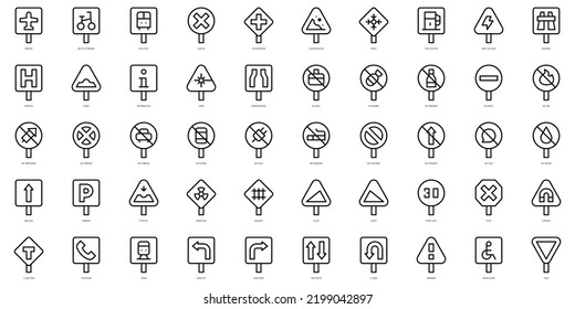 Set Simple Outline Signals Prohibitions Icons Stock Vector (Royalty ...