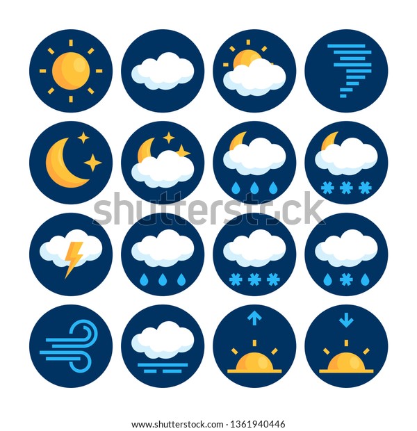 Set Simple Round Climate Icons Flat : image vectorielle de stock (libre ...