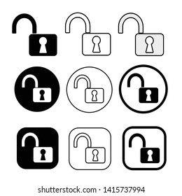 Unlock Icons Set Unlock Sign Symbol Stock Vector (Royalty Free) 2104703822