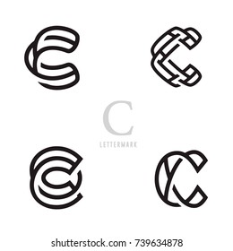 Set Simple Solid Lettermarks Letter C Stock Vector (Royalty Free ...