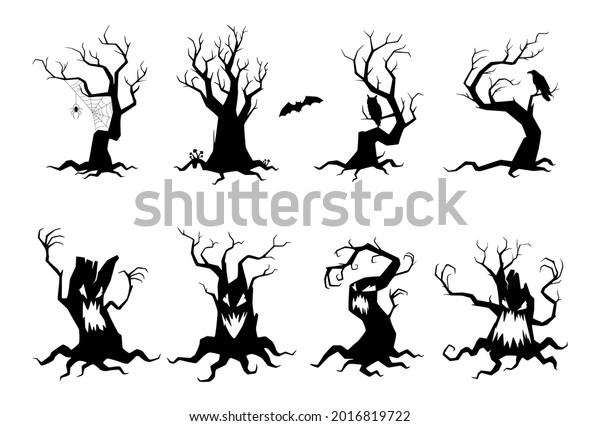 Set Simple Spooky Silhouettes Tree Vector: vetor stock (livre de ...