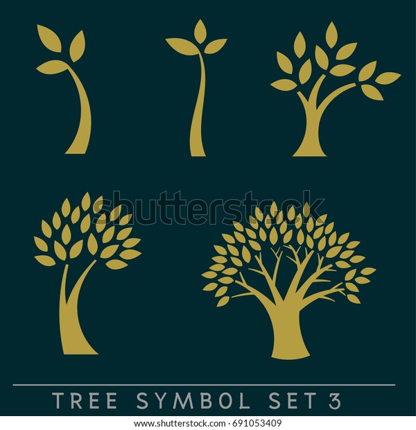 Set Simple Stylish Tree Symbol Isolated Stock Vector (Royalty Free ...
