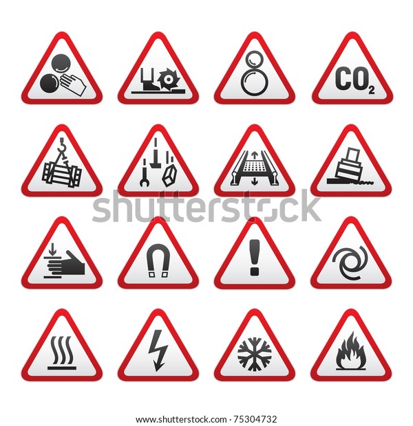Set Simple Triangular Warning Hazard Signs: vetor stock (livre de ... Set Simple Triangular Warning Hazard Signs: vetor stock (livre de ...