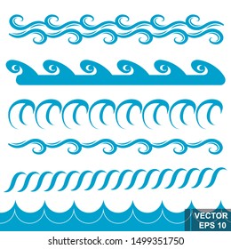 Blue Line Wave Ornament Seamless Vector Stock Vector (Royalty Free ...