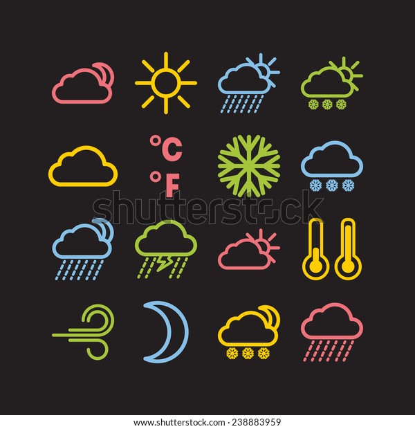 Set Simple Weather Climate Icons Stock Vector (Royalty Free) 238883959 ...