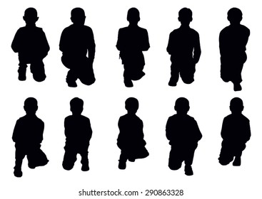 Sitting Boys Silhouette Stock Vector (Royalty Free) 290569535 ...
