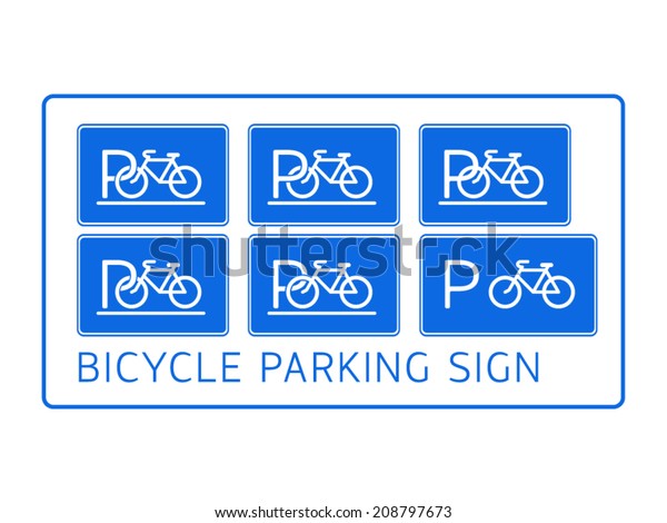 Set Six Bicycle Parking Signs Variations Stock Vector (Royalty Free ...
