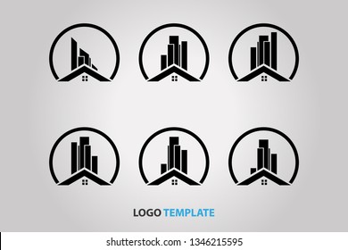 Set Six Building Logo Template Stock Vector (Royalty Free) 1346215595