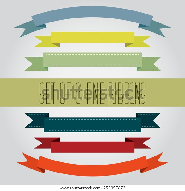 Set Six Colorful Straight Arched Ribbons Stock Vector (Royalty Free ...