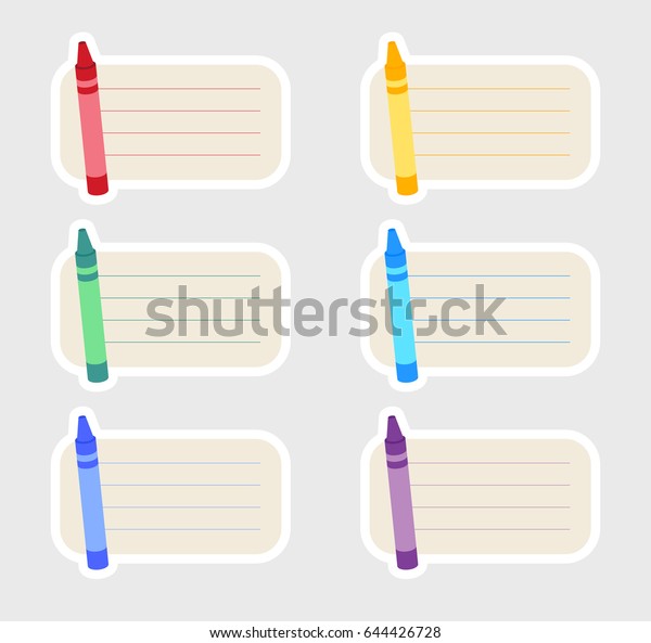Set Six Colors Crayons Sticky Note Stock Vector (Royalty Free ...