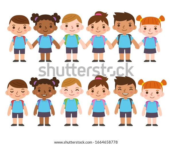 Set Six Cute Cartoon Diverse Children Stock Vector (Royalty Free ...