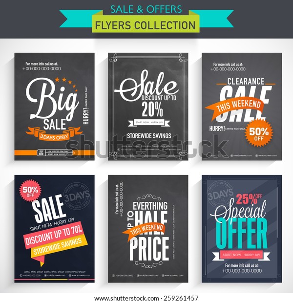 Set Six Different Sale Flyers Fantastic Stock Vector (Royalty Free ...