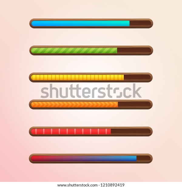 Set Six Game Resource Bar Wooden Stock Vector (Royalty Free) 1210892419 ...