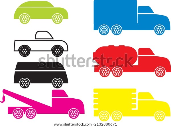 Set Six Vehicles Color Stock Vector (Royalty Free) 2132880671 ...
