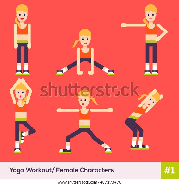 Set Six Yoga Characters Presented Different Stock Vector (Royalty Free ...