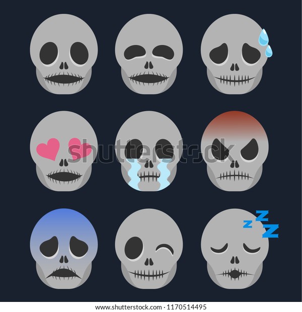 Set Skeleton Emoticon Sticker Isolated Stock Vector (Royalty Free ...