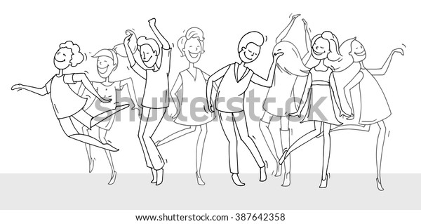 Set Sketch Dancing People Different Poses Stock Vector (Royalty Free ...