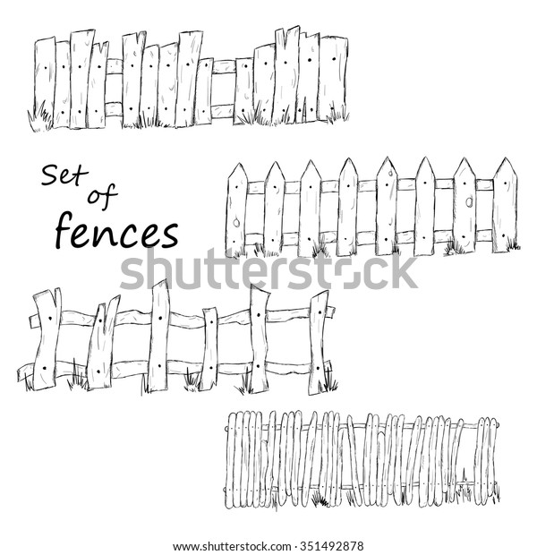 Set Sketch Fences Isolated On White 스톡 벡터(로열티 프리) 351492878 | Shutterstock