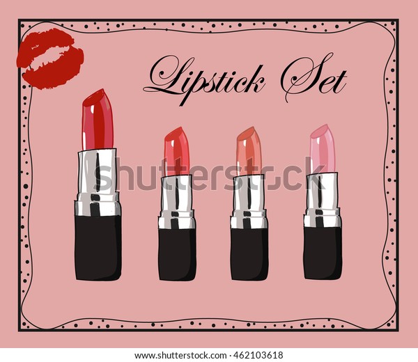 Set Sketch Lipsticks Smears Isolated On Stock Vector (Royalty Free ...