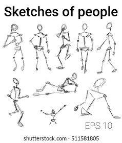 Set Sketches Simple Line Human Body Stock Vector (Royalty Free ...