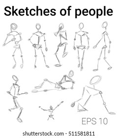 Set Sketches Simple Line Human Body Stock Vector (Royalty Free ...