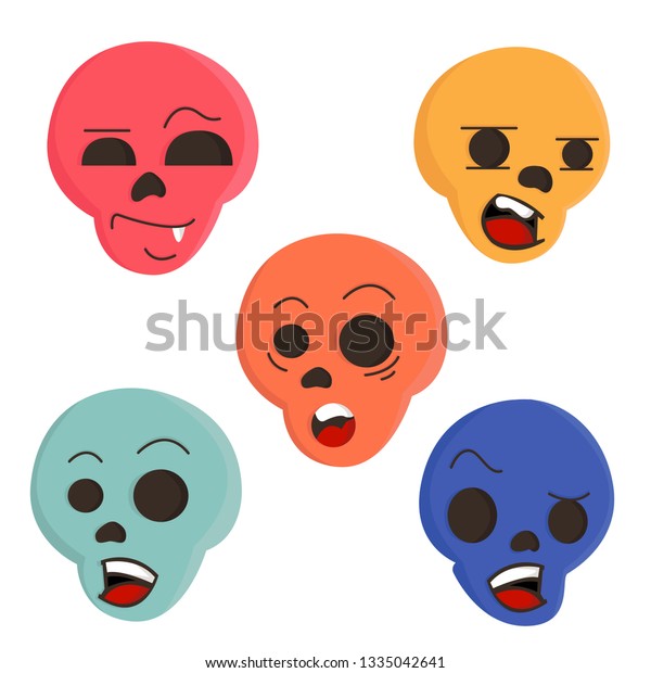 Set Skull Emoticon Expression Stock Vector (Royalty Free) 1335042641 ...