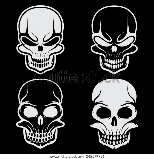 Set Skulls Vector Design Template Stock Vector (Royalty Free) 245179756