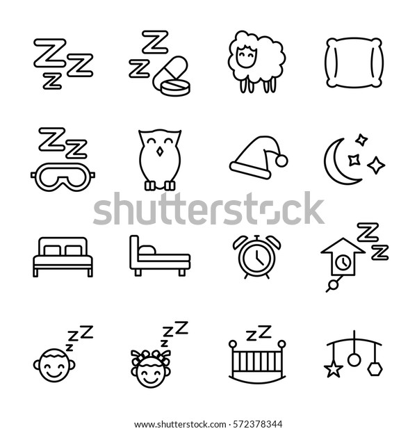 Set Sleep Icons Modern Thin Line Stock Vector (Royalty Free) 572378344