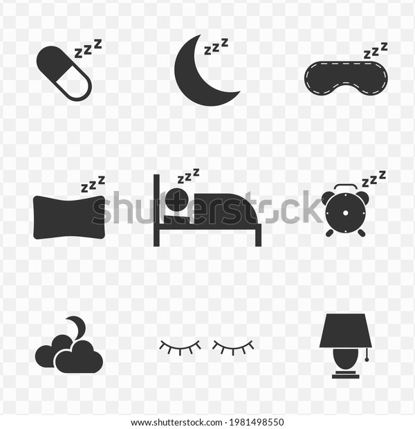 Set Sleep Simple Vector Icons Dark Stock Vector (Royalty Free ...