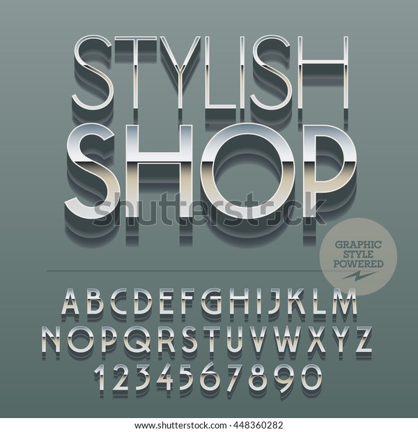 Set Slim Reflective Alphabet Letters Numbers Stock Vector (Royalty Free ...