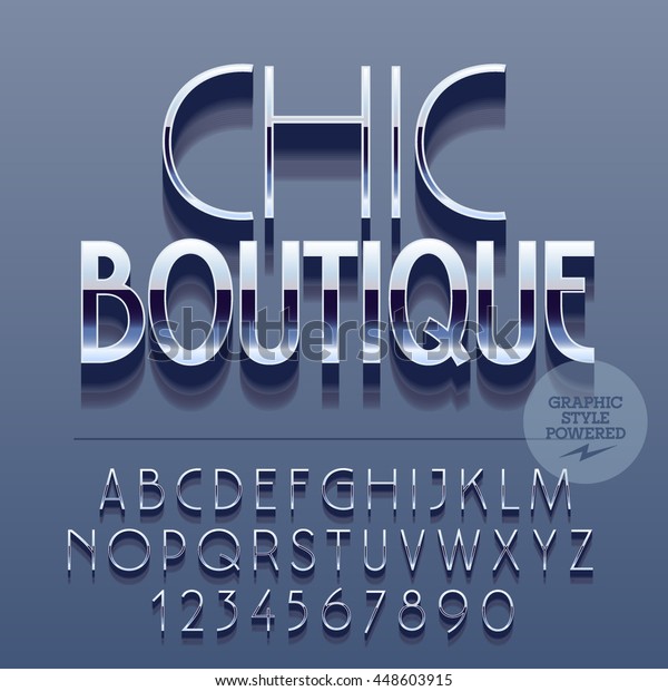 Set Slim Reflective Alphabet Letters Numbers: เวกเตอร์สต็อก (ปลอดค่า ...