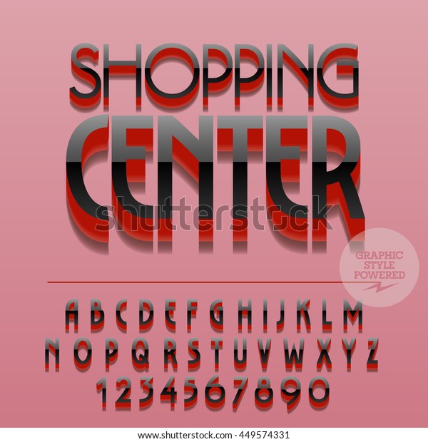Set Slim Reflective Alphabet Letters Numbers Stock Vector (Royalty Free ...