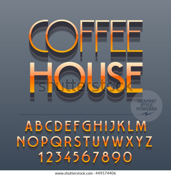 Set Slim Reflective Alphabet Letters Numbers Stock Vector (Royalty Free ...