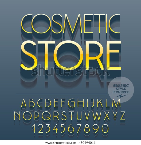 Set Slim Reflective Alphabet Letters Numbers Stock Vector (Royalty Free ...