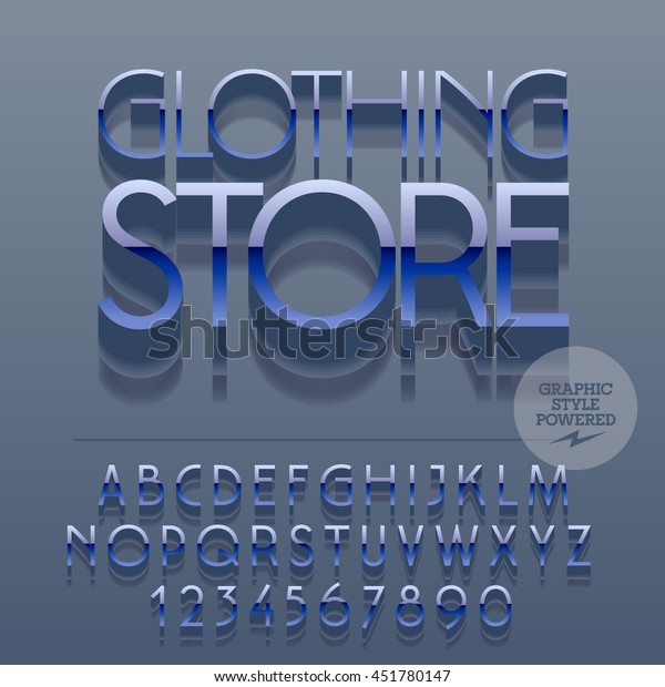Set Slim Reflective Alphabet Letters Numbers: เวกเตอร์สต็อก (ปลอดค่า ...