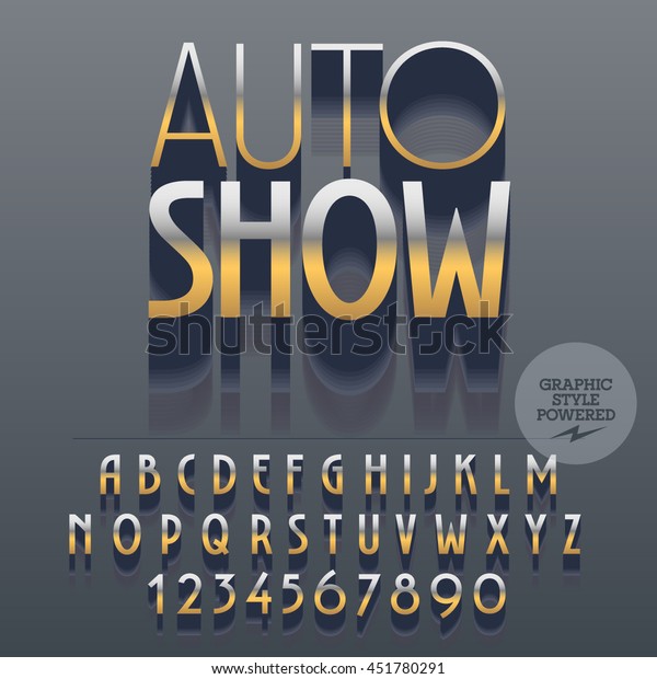 Set Slim Reflective Alphabet Letters Numbers Stock Vector (Royalty Free ...