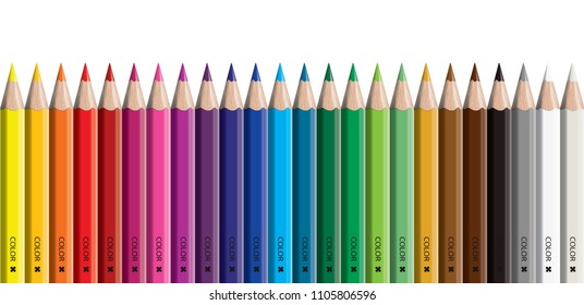 Set Small Colored Pencil Collection Evenly Stock Vector (Royalty Free ...