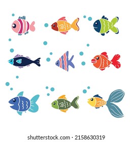 Set Small Fish Icon Hand Drawn Stock Vector (Royalty Free) 2158630319 ...