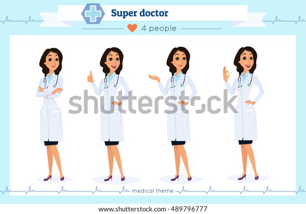 Set Smart Doctor Presenting Various Action Stock Vector (Royalty Free ...