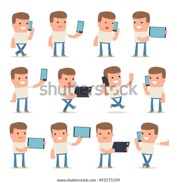 Set Smart Funny Character Customer Holding Stock Vector (Royalty Free ...