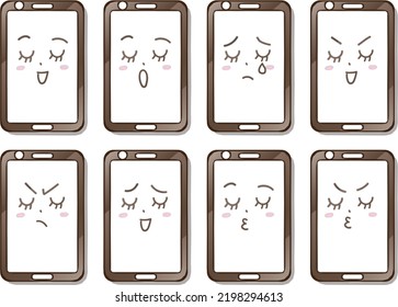 Set Smartphones Various Facial Expressions By Stock Vector (Royalty ...