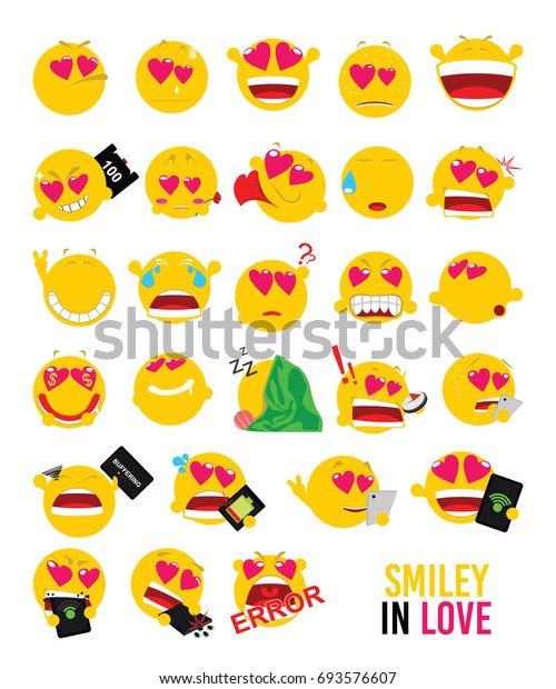 Set Smiley Emoticon Love Eyes Vector Stock Vector (Royalty Free ...