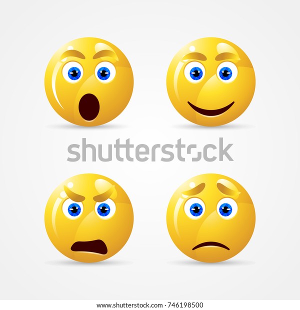 Set Smiley Face Icons Yellow Emoticons Stock Vector (Royalty Free ...