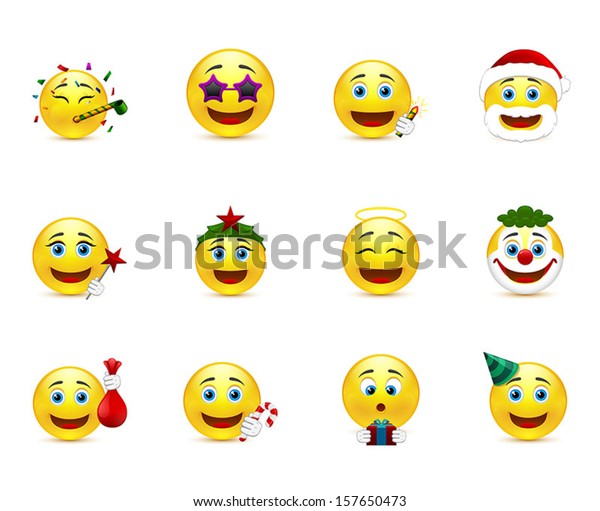 Set Smiley Images On Party Theme Stock Vector (Royalty Free) 157650473