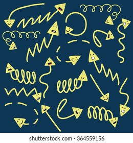 Set Smiley Vector Hand Drawn Arrows Stock Vector (Royalty Free ...