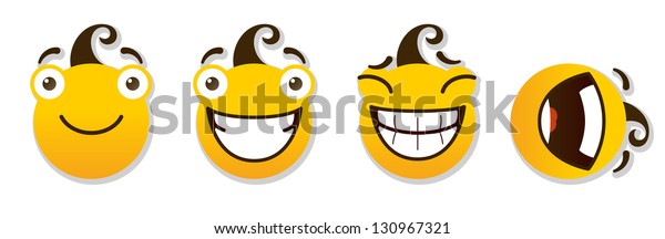 Set of smileys. Positive smileys. Vector illustration isolated on a ...